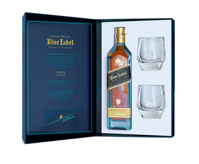 Johnnie Walker Blue Label Gift Set 750ml (With 2 Glass) (HR) – Primo Davie